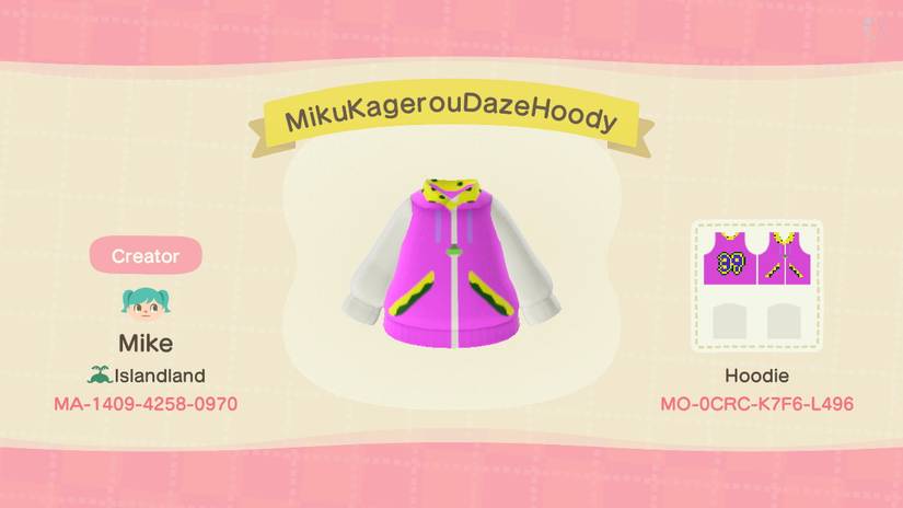 Animal Crossing: New Horizons - Codes for Hatsune Miku Outfits