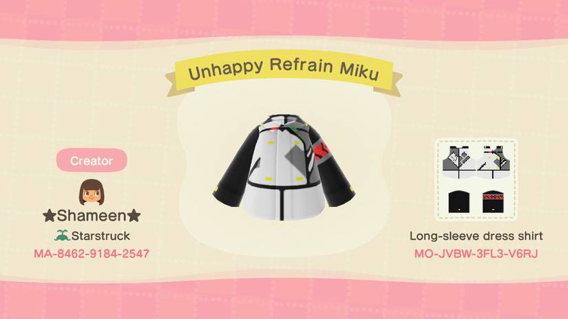 Animal Crossing: New Horizons - Codes for Hatsune Miku Outfits