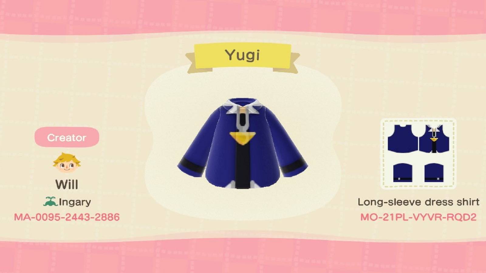 Animal Crossing: New Horizons - Codes for Yu-Gi-Oh! Outfits