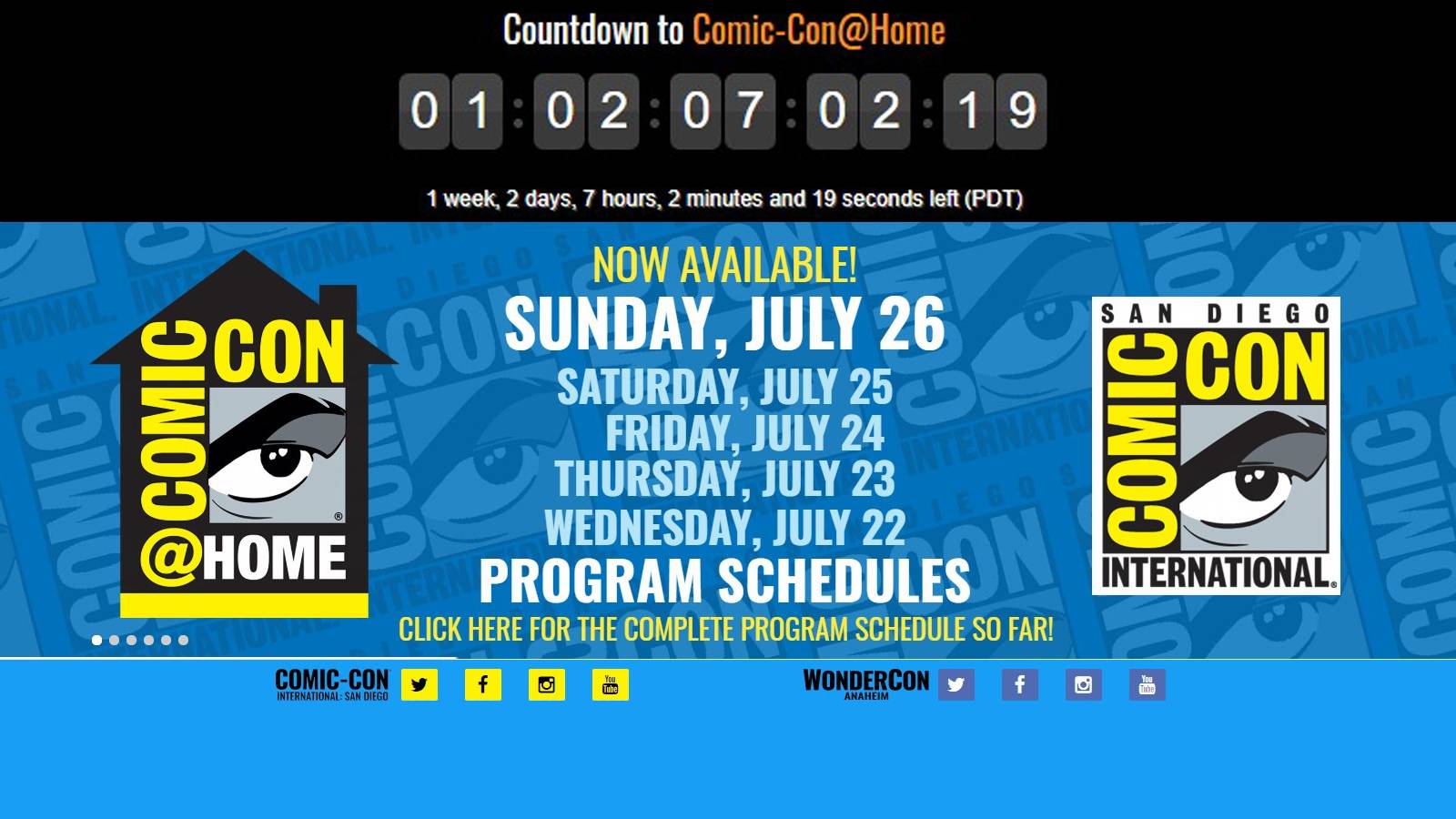 San Diego Comic-Con@home Schedule Is Live