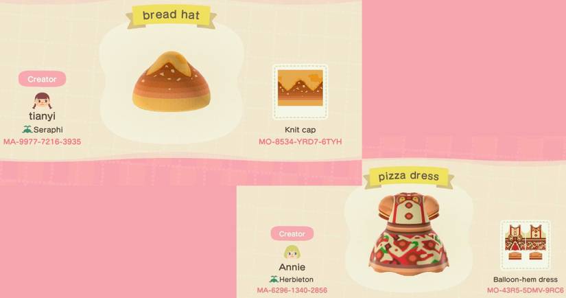 Animal Crossing: New Horizons - Food Inspired Outfit Codes