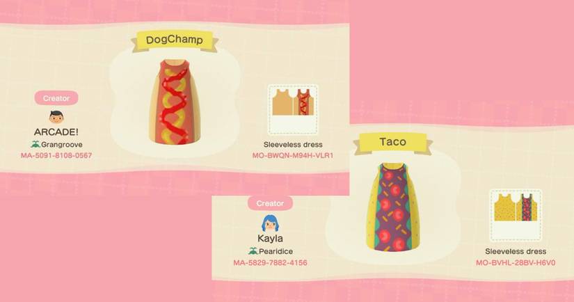 Animal Crossing: New Horizons - Food Inspired Outfit Codes