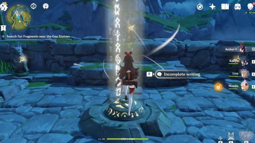 Genshin Impact Incomplete Writing - Statue Puzzle Guide