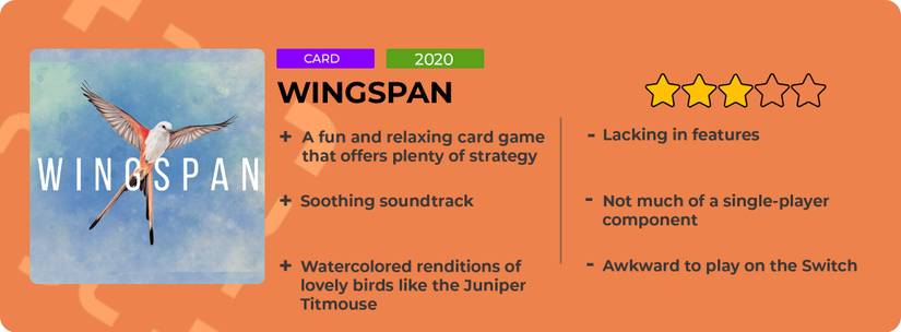 Wingspan Switch Review: The Only Game That Features The Juniper Titmouse