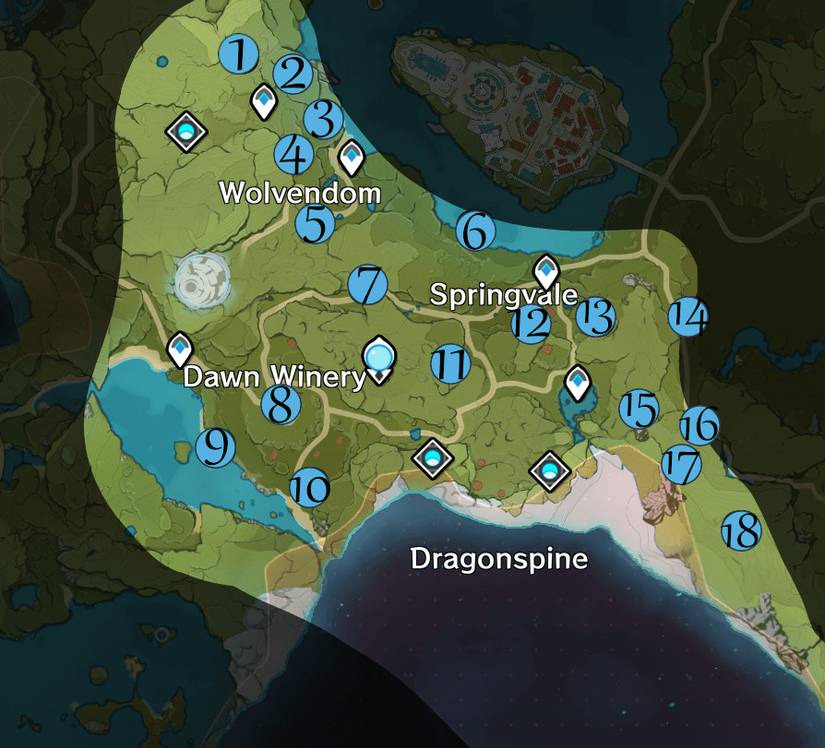 Genshin Impact: Mondstadt's Anemoculus Locations