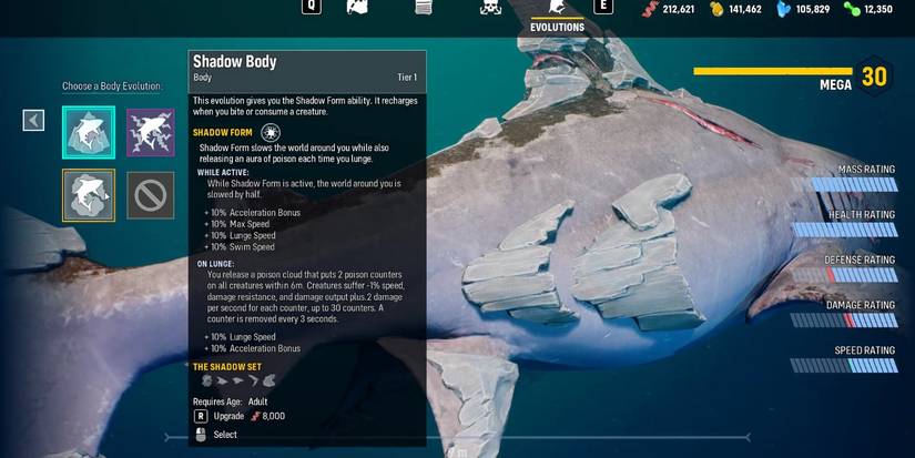 Maneater: A Guide To Body Evolutions