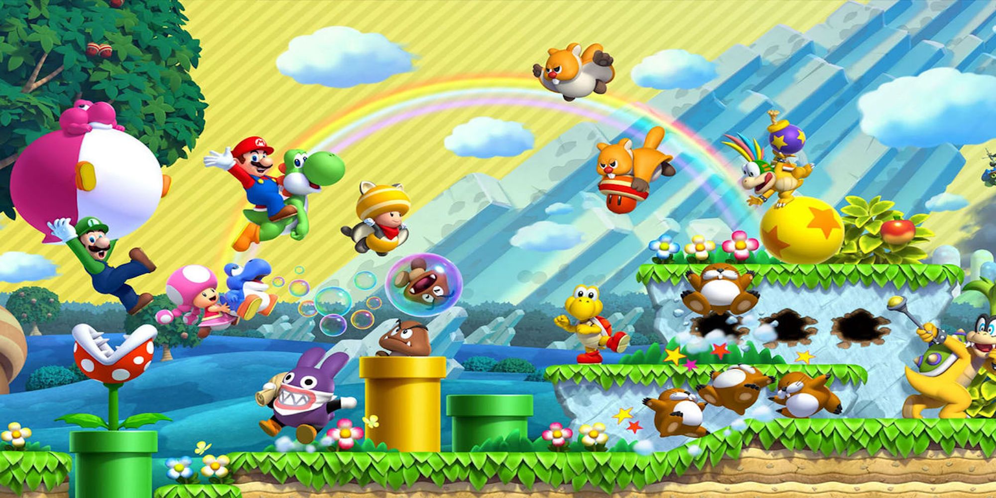 New Super Mario Bros Wii Artwork Including The Playable Characters