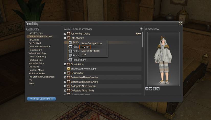 How To Try On Optional Item Store Outfits In FFXIV