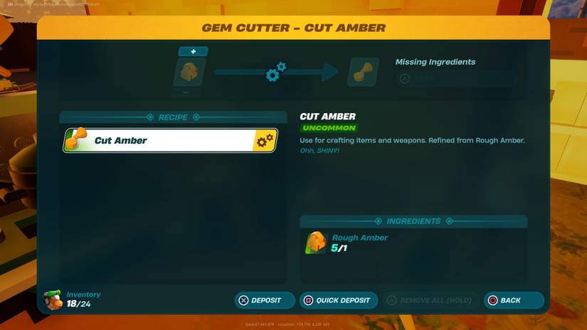 How To Find Rough Amber And Cut Amber In Lego Fortnite