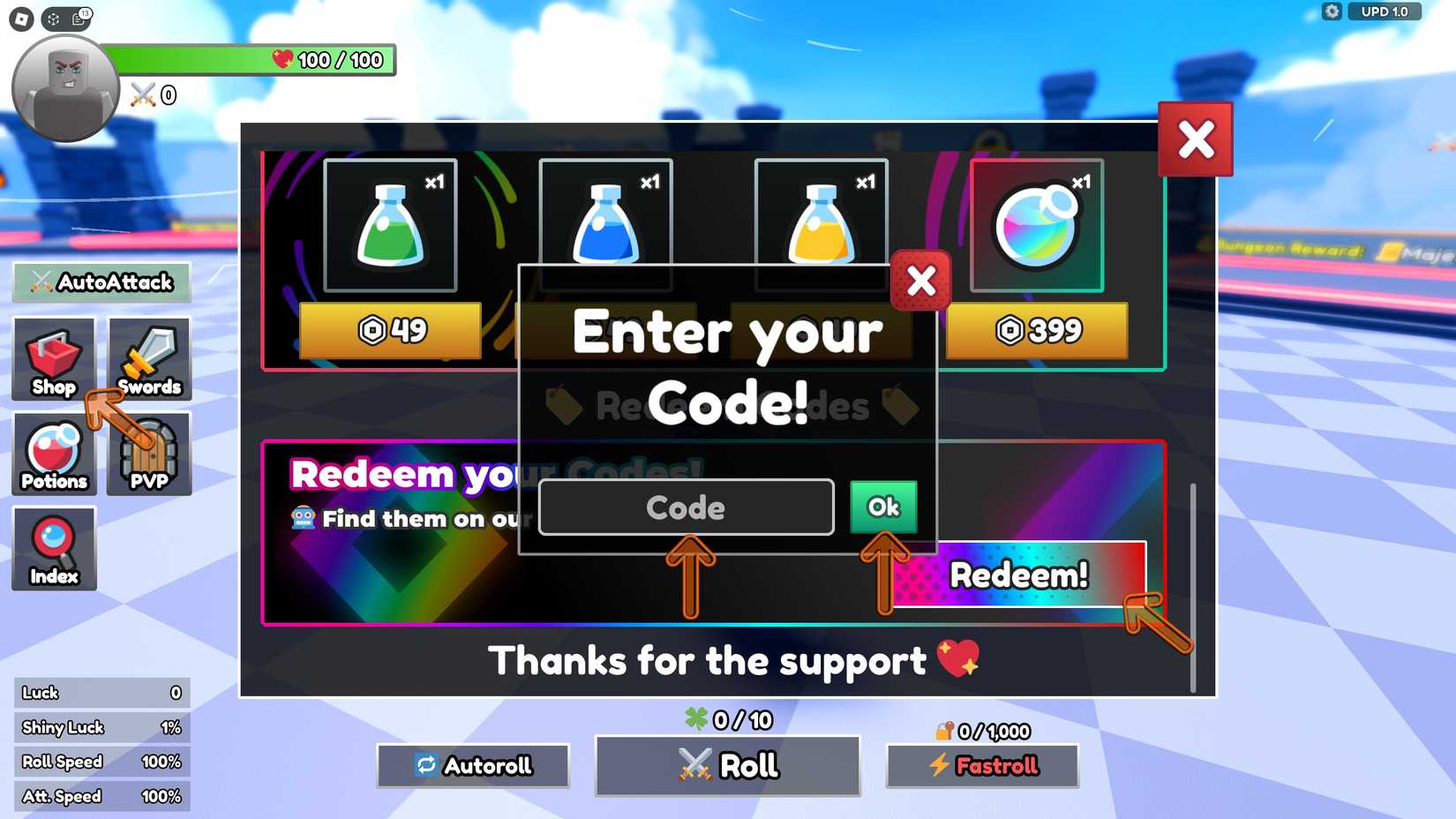 Dungeon RNG Codes - Roblox