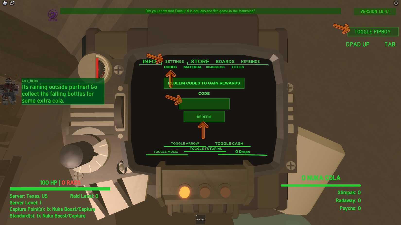 Fallout Tycoon Codes - Roblox