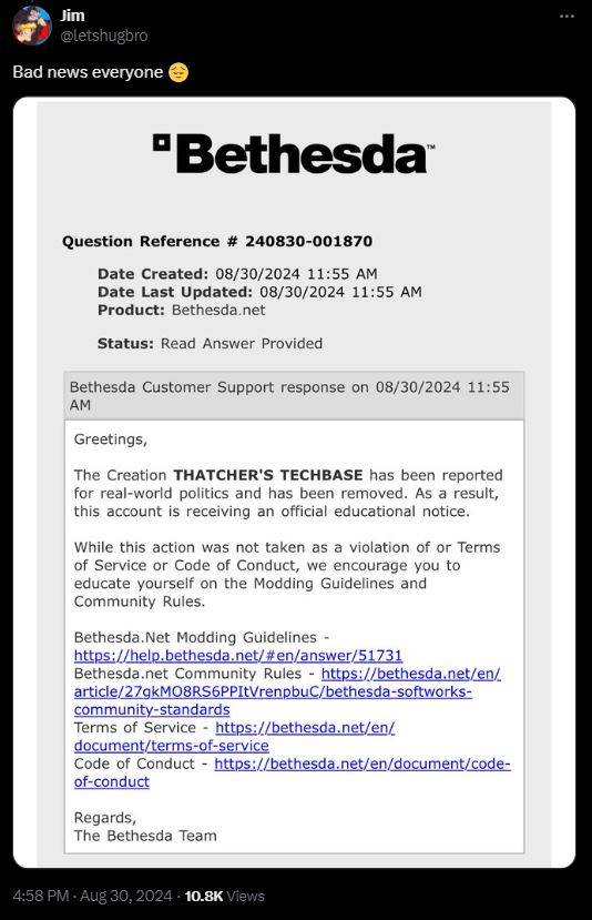 Bethesda Bans Thatcher's Techbase Doom Mod