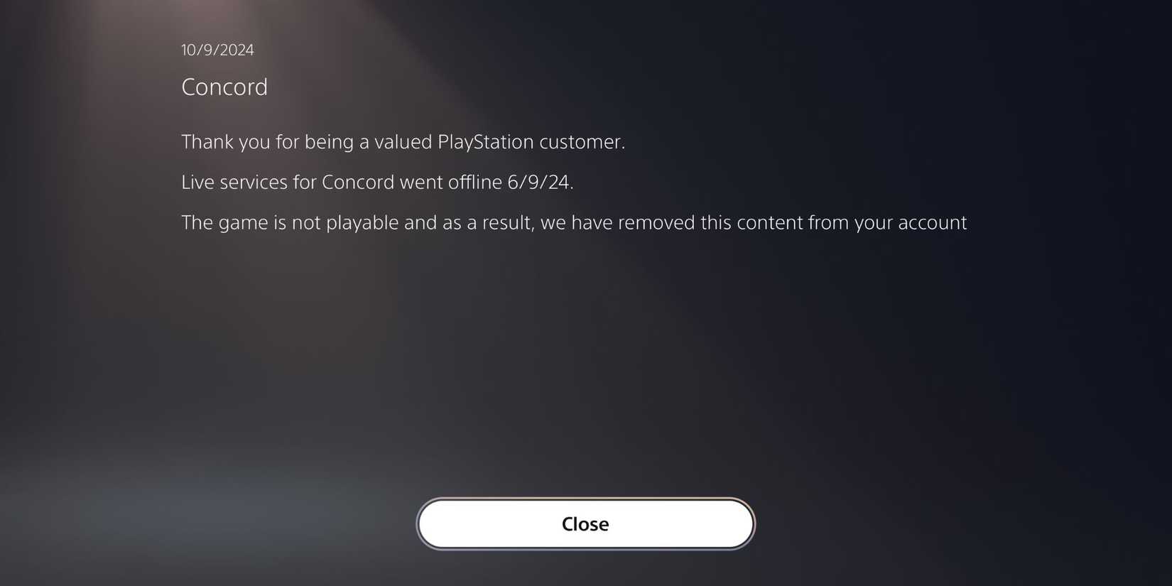 PlayStation Deletes Digital Versions Of Concord From Consoles