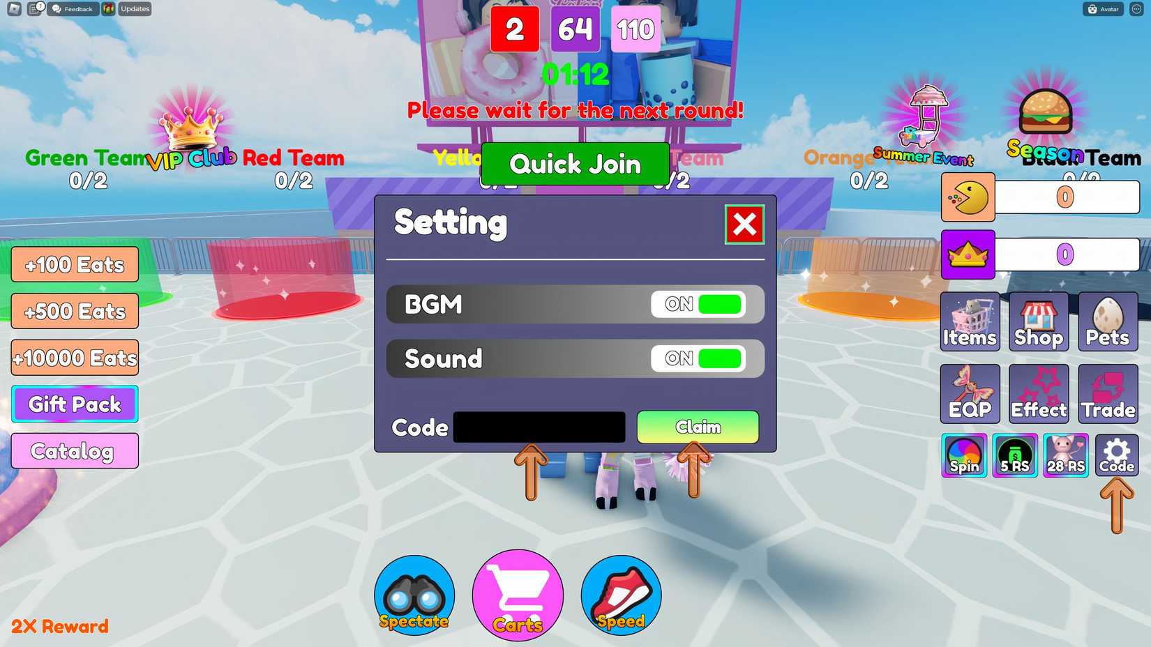 Eat Same Color Food Challenge Codes - Roblox