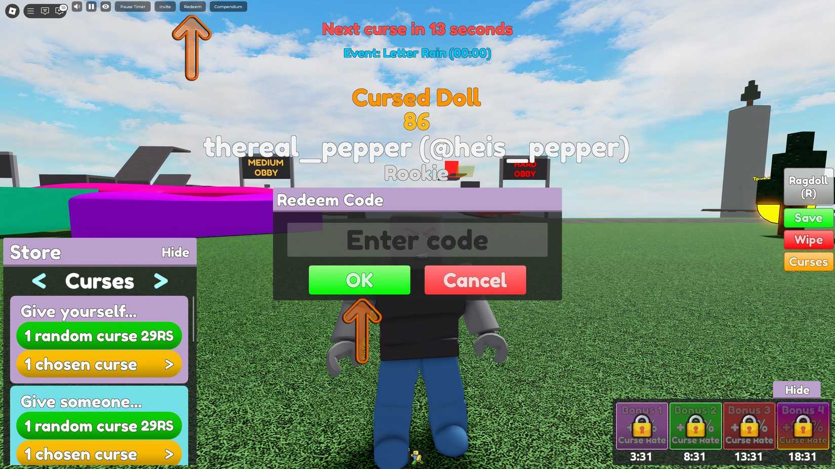 Curse Randomizer Codes - Roblox