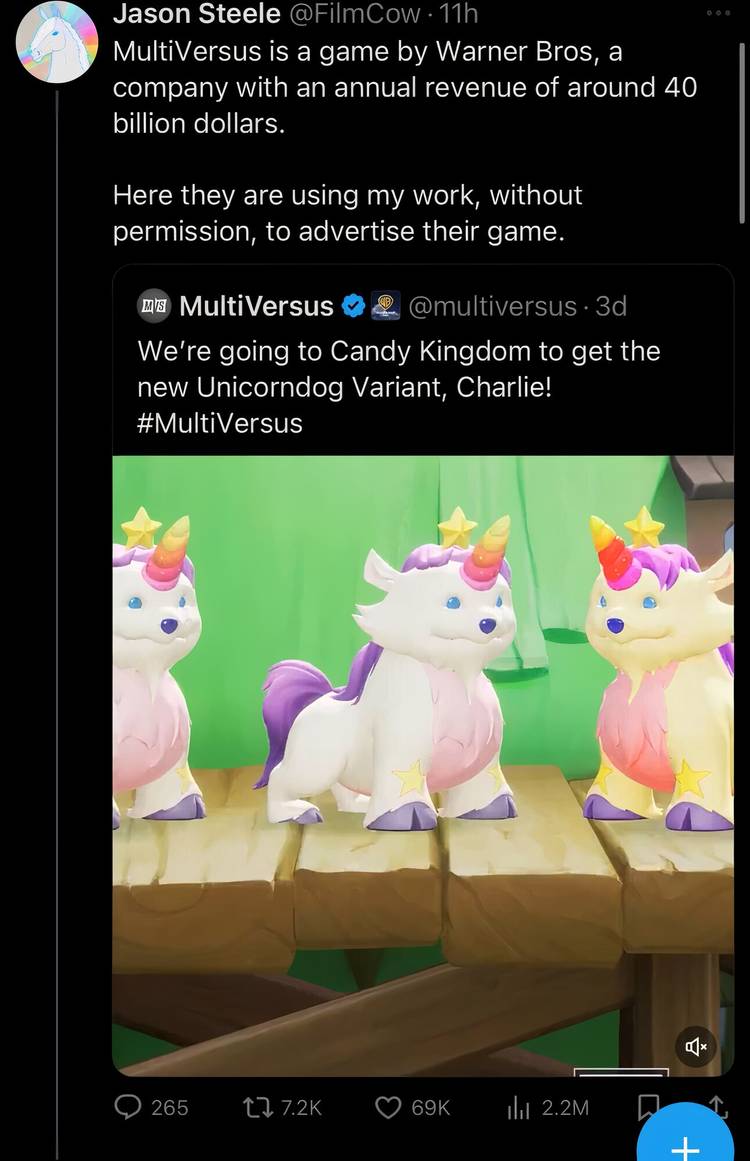 MultiVersus Deletes Tweet After Charlie The Unicorn Plagiarism Accusations