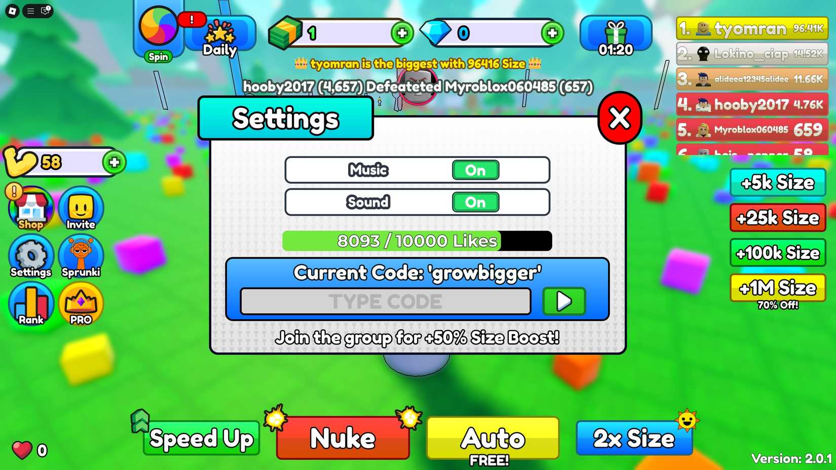 Grow A Sprunki Codes - Roblox