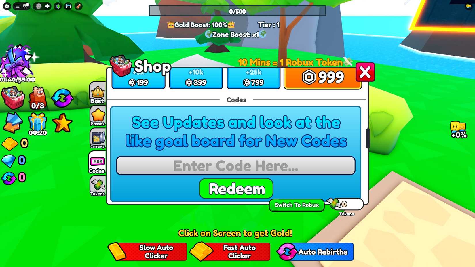 Every Click +1 Gold Codes - Roblox