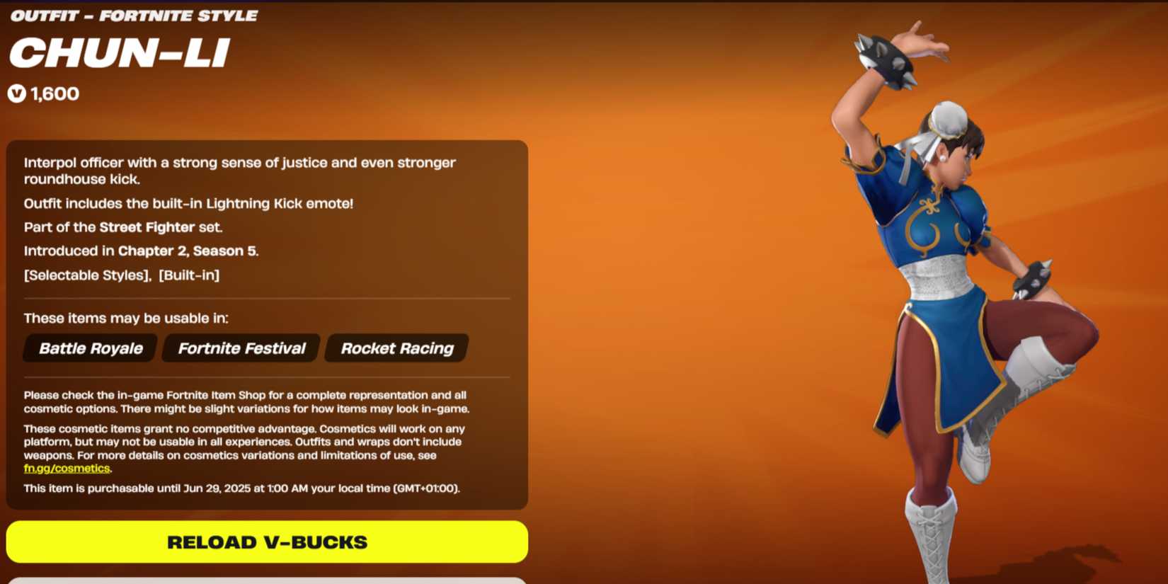 Fortnite's Chun-Li Skin Has Returned After A Three-Year Absence