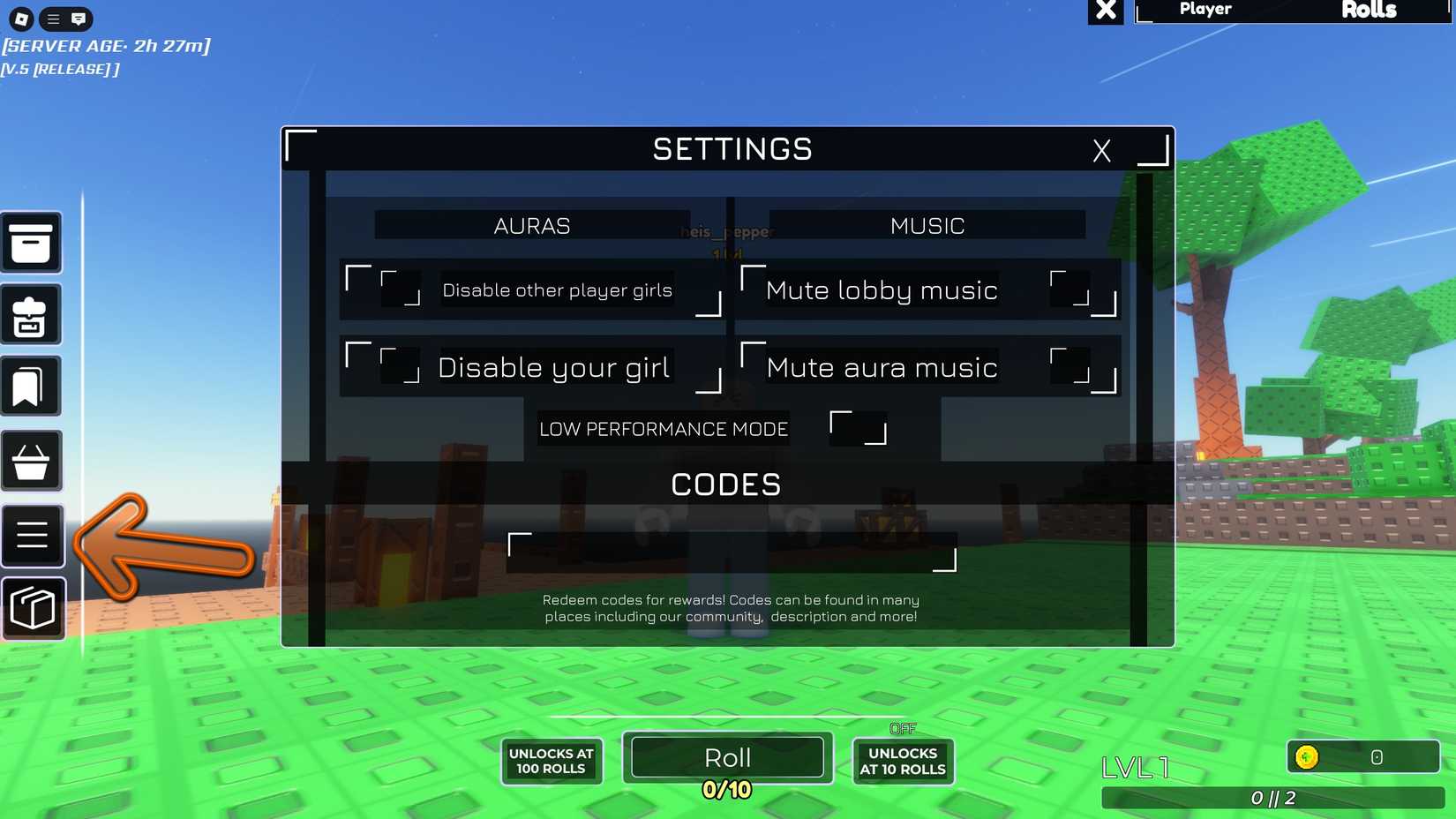 Auruzz RNG Codes - Roblox