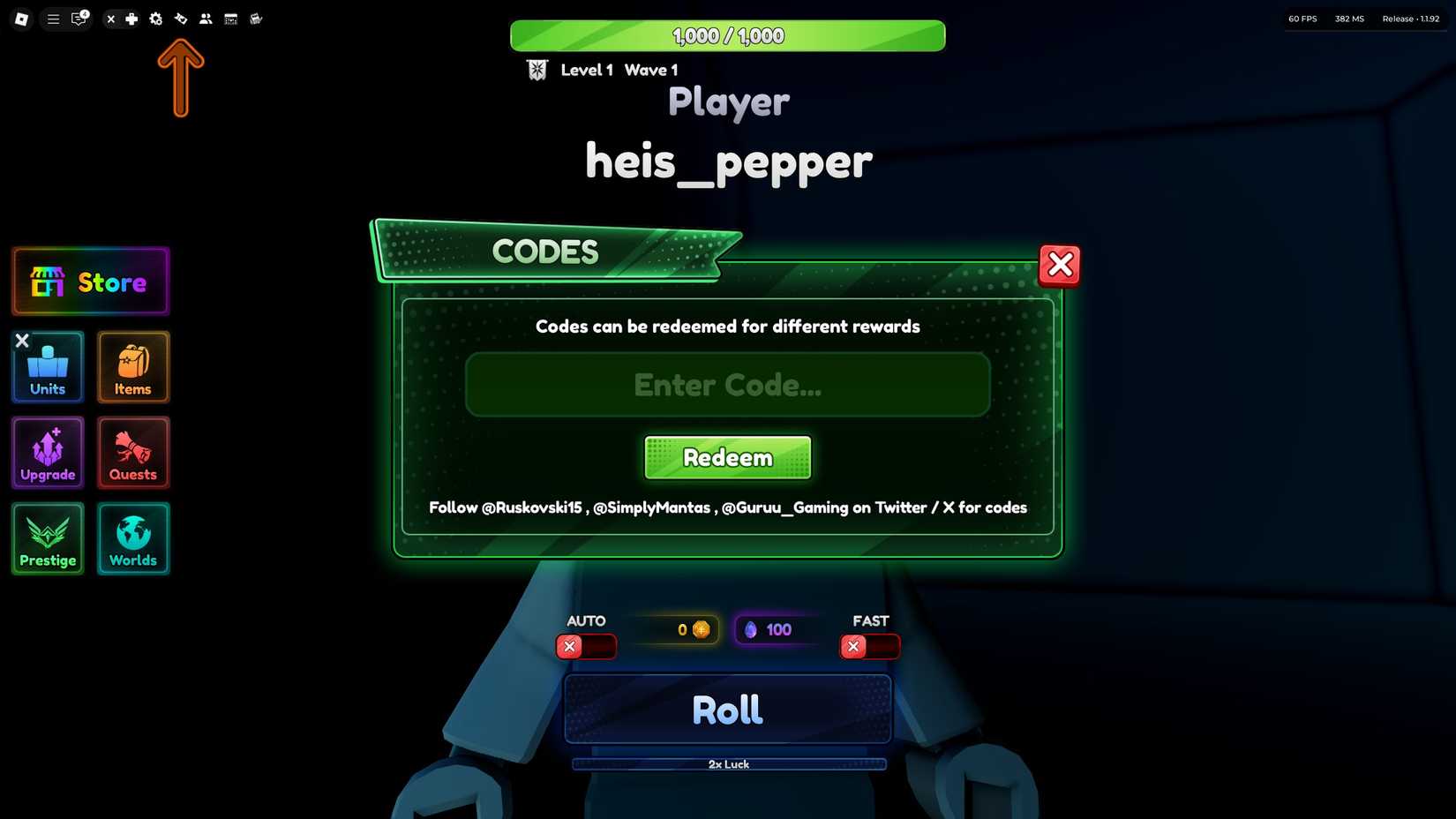 Anime Defense RNG Codes - Roblox