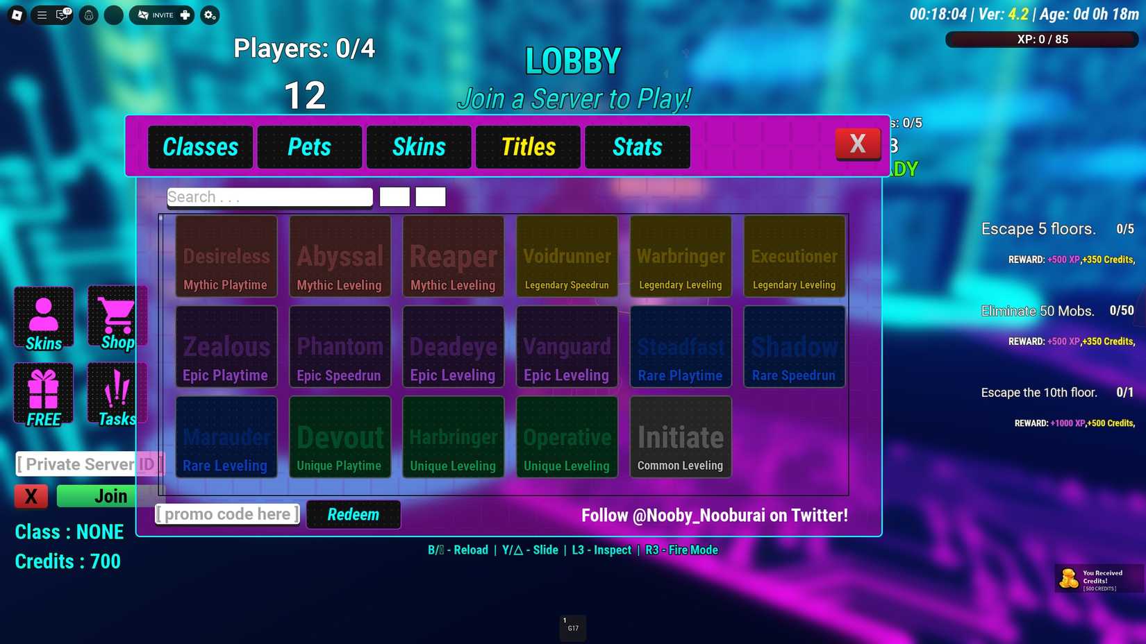 18 Floors Codes - Roblox