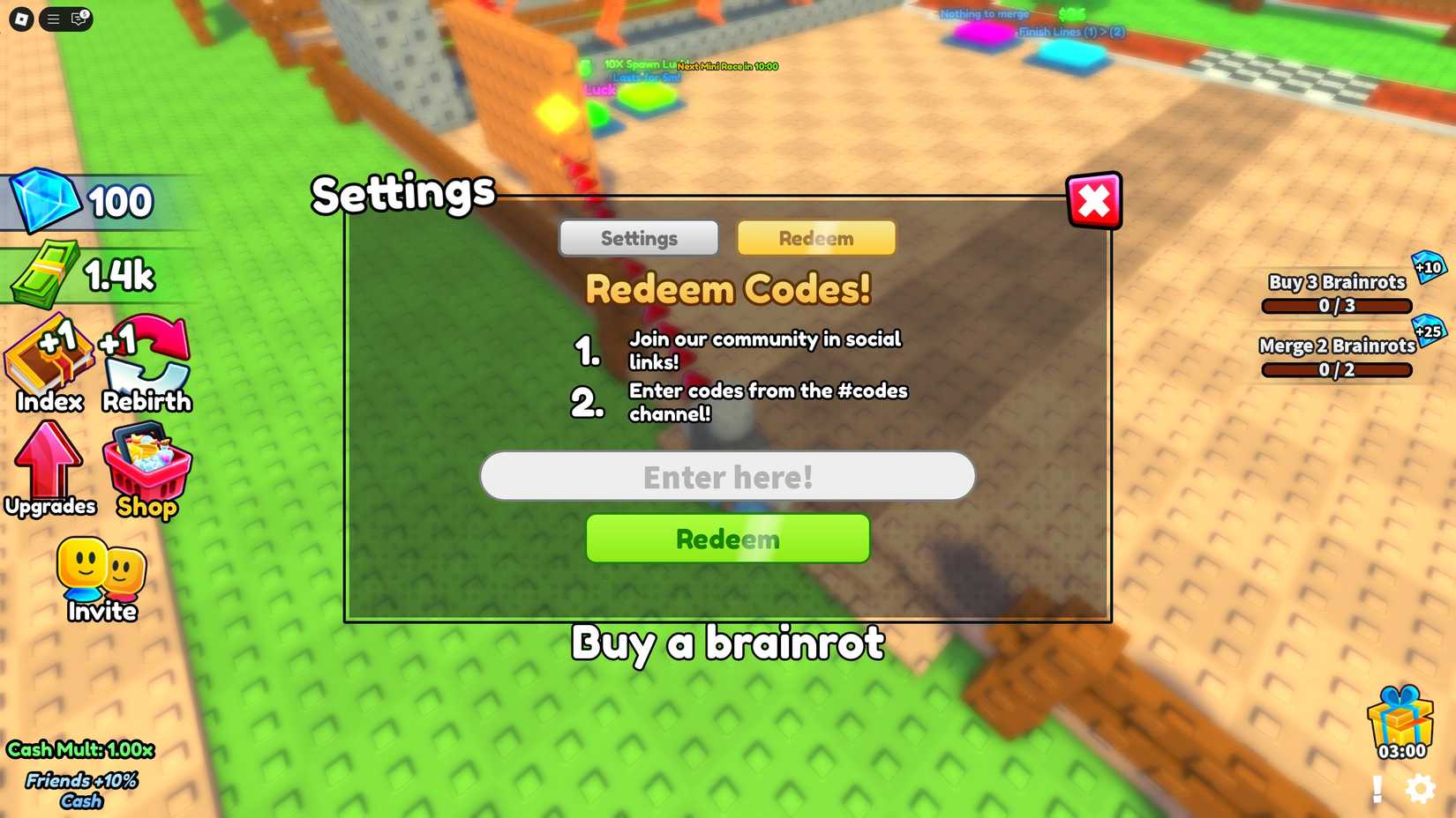 Race A Brainrot Codes - Roblox