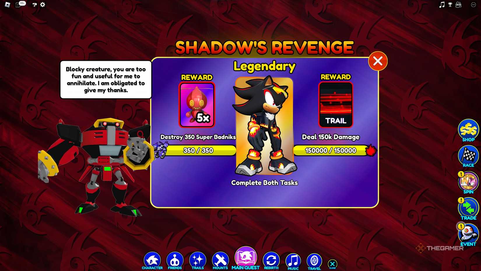 mecha shadow sonic speed simulator