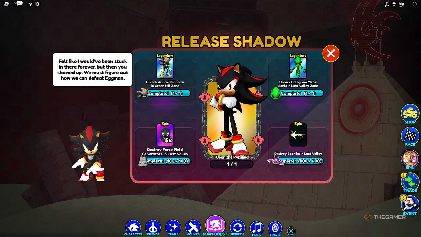mecha shadow sonic speed simulator