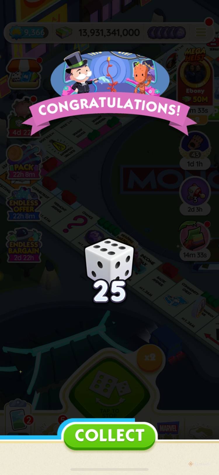 All Space Sprouts Rewards (November 22-24) In Monopoly Go