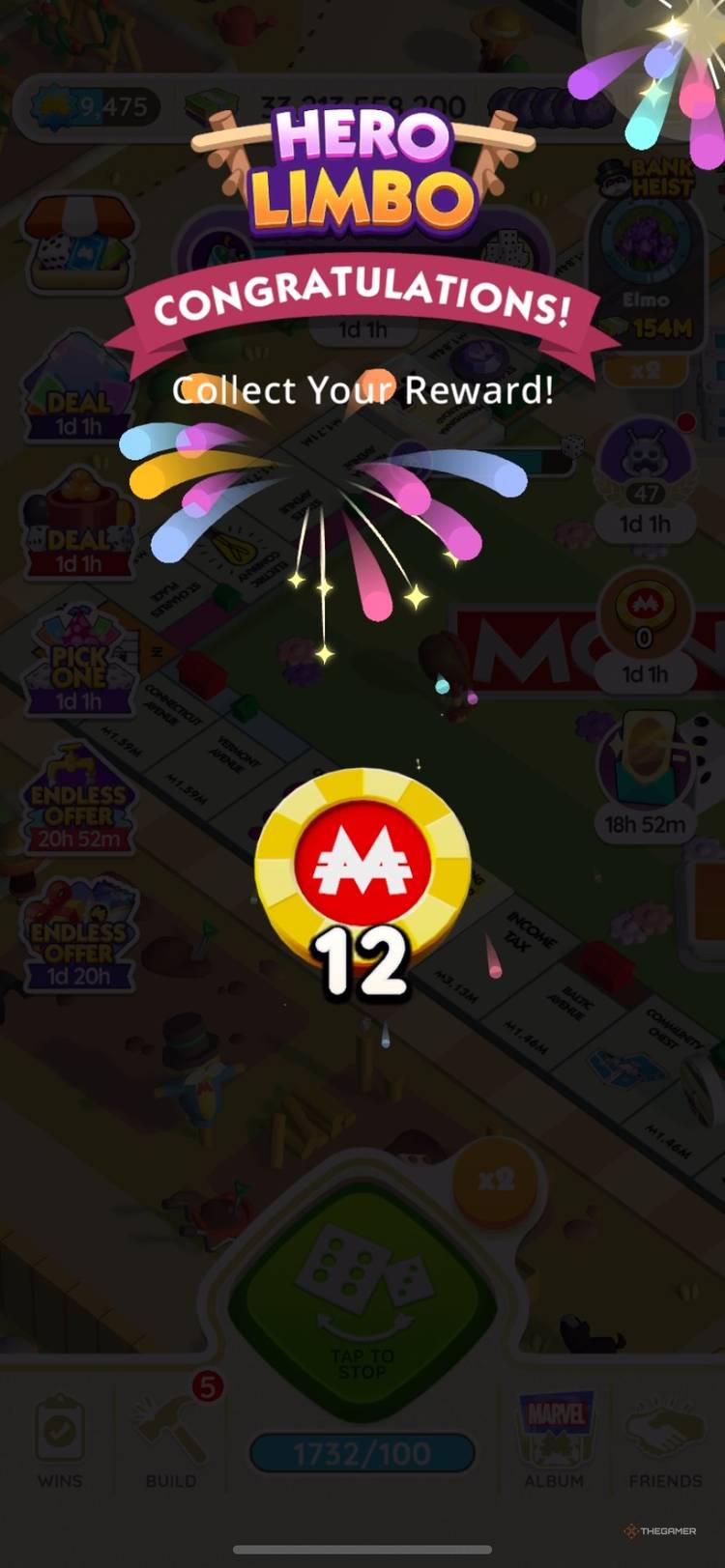 All Rewards In Hero Limbo (December 1-2) In Monopoly Go