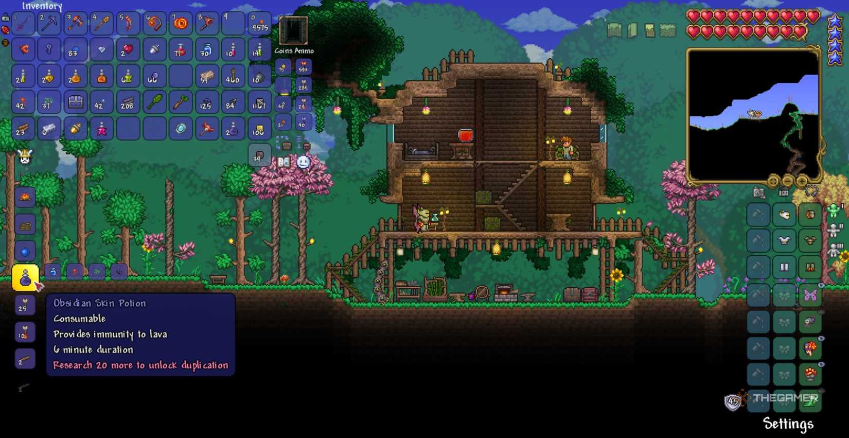 How To Craft Obsidian Skin Potions In Terraria