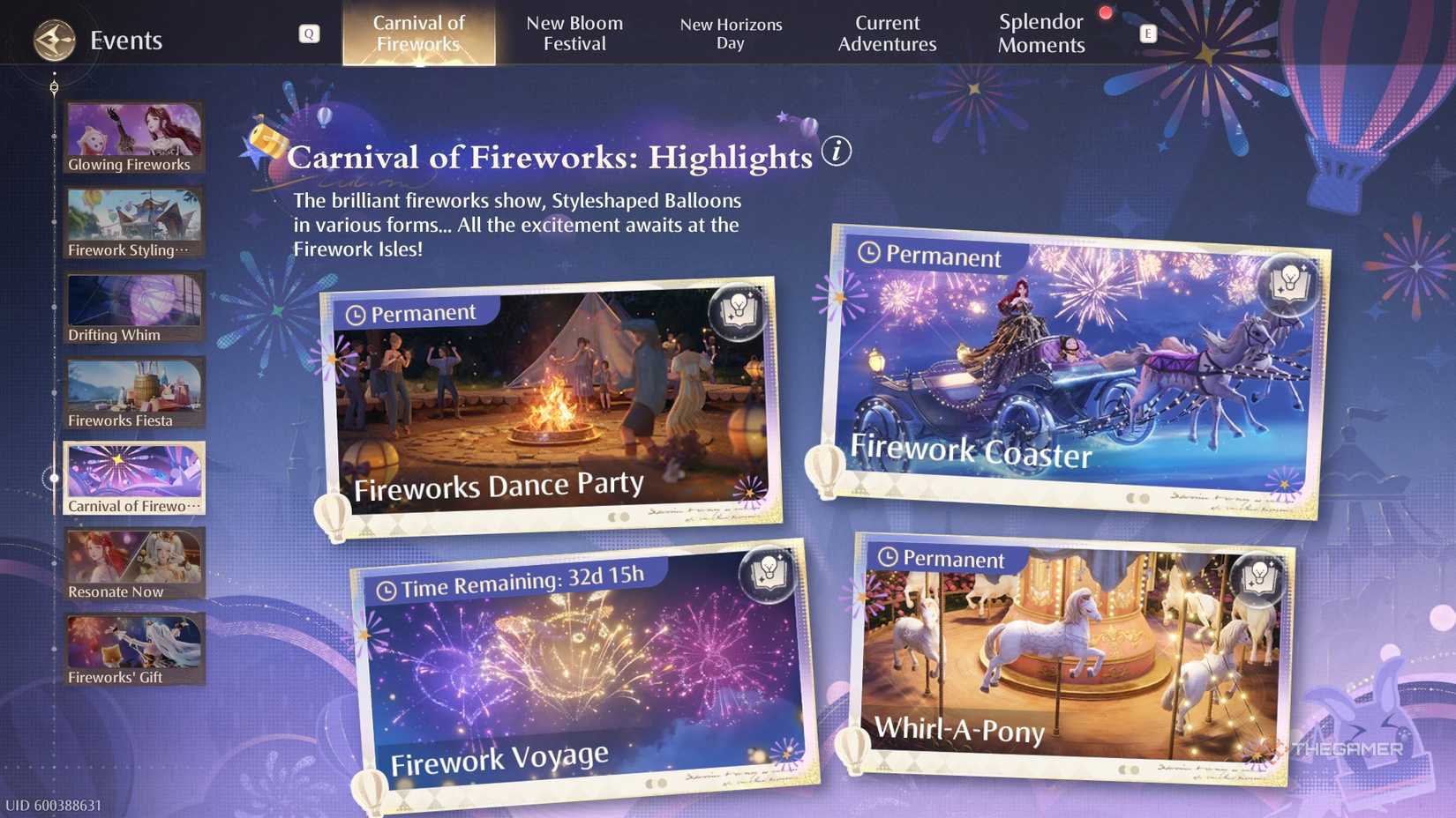 All Carnival Of Fireworks Event Rewards In Infinity Nikki