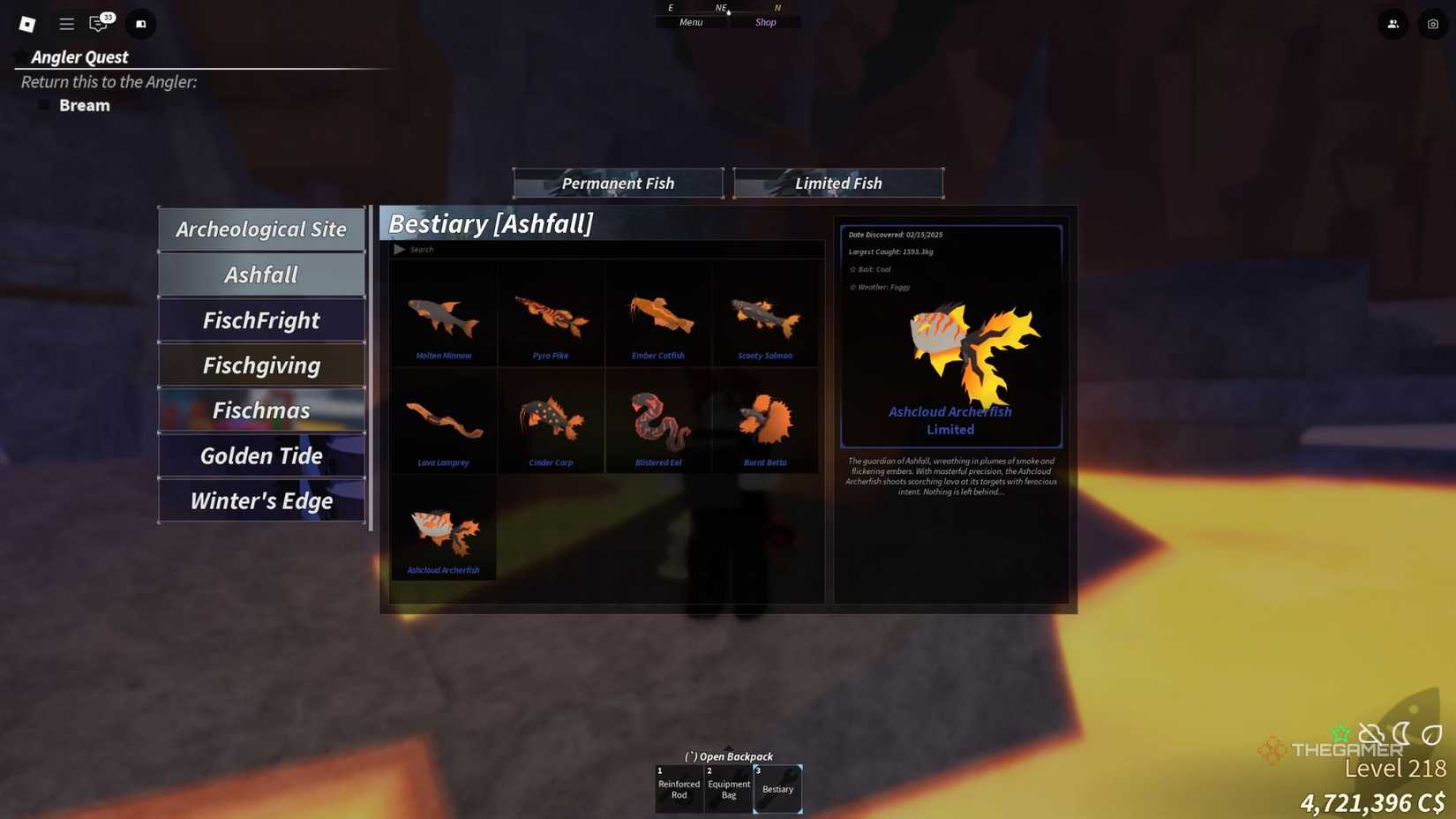 How To Complete The Ashfall Bestiary In Roblox Fisch