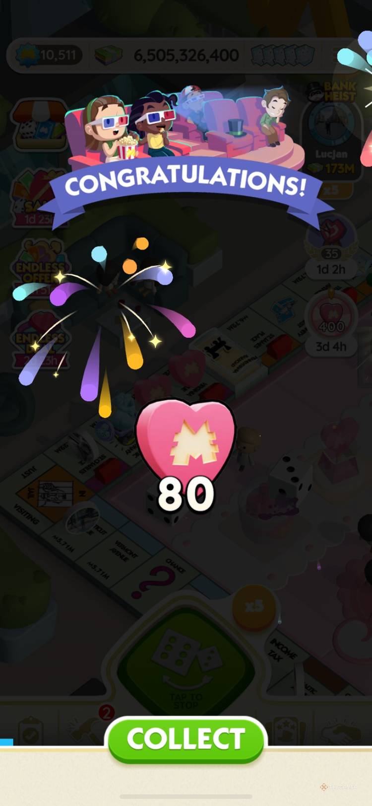 All Rewards In Date Night Thrills (February 14-17) In Monopoly Go