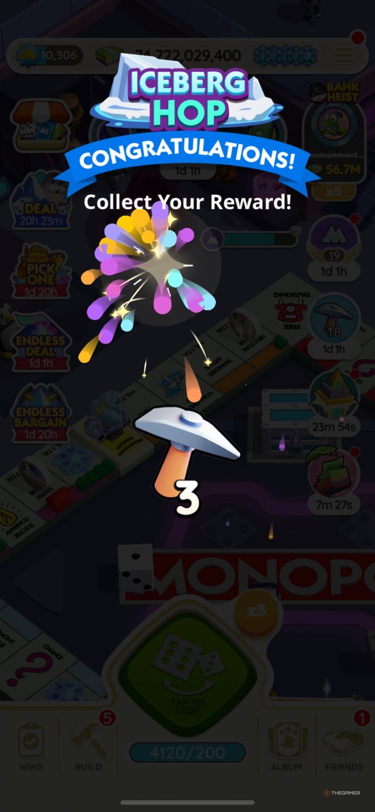 All Rewards In Iceberg Hop (February 3-4) In Monopoly Go