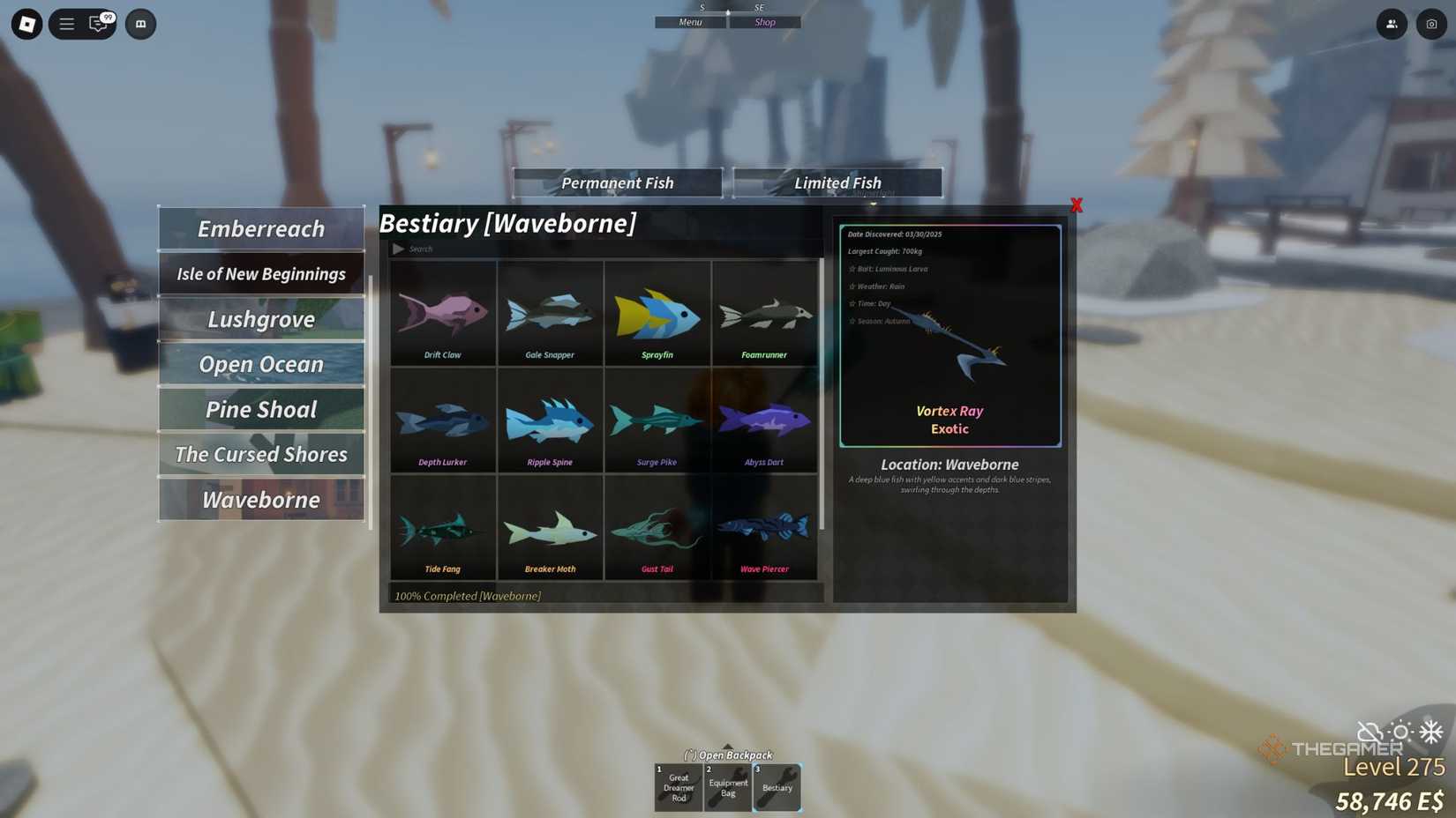 How To Complete The Waveborne Bestiary In Roblox: Fisch