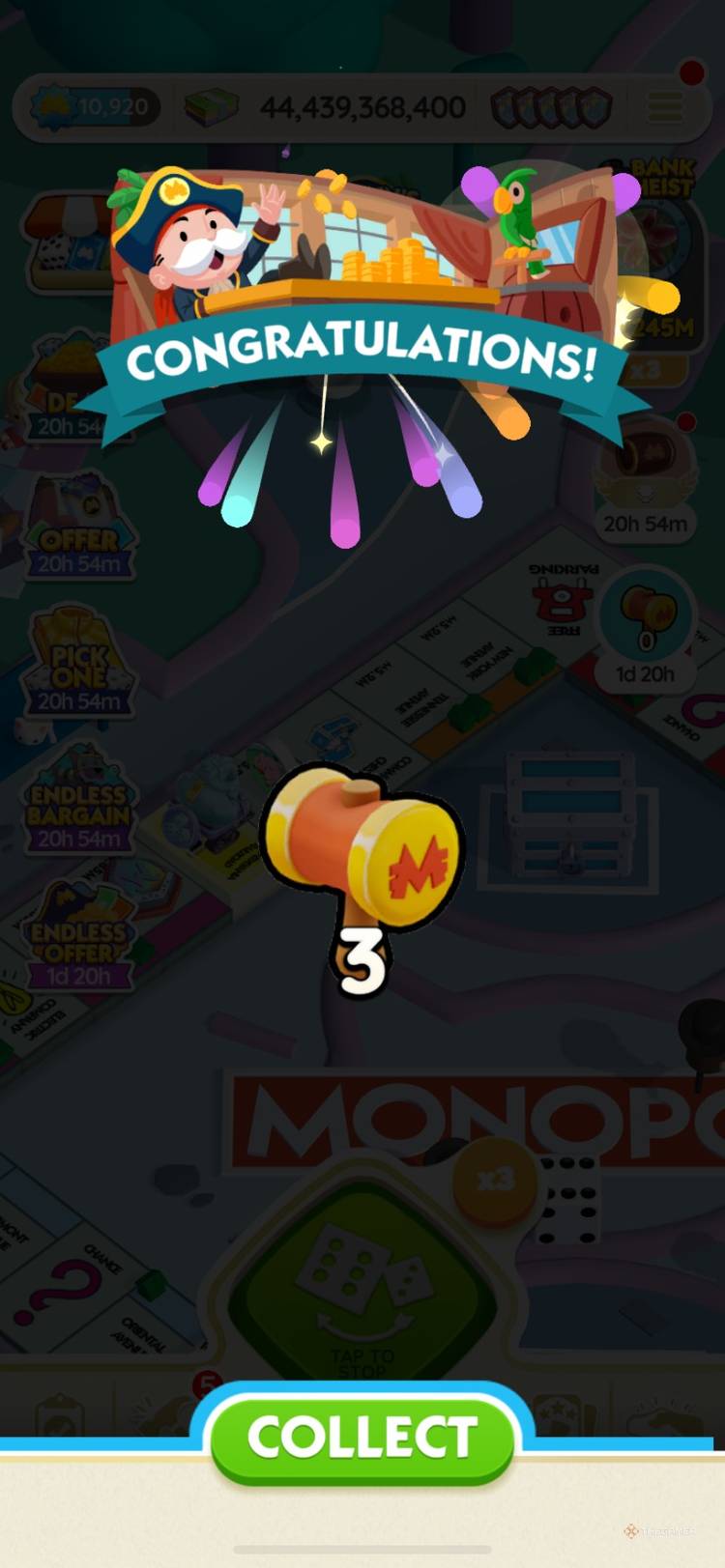All Rewards In Roll Treasures (March 25-27) In Monopoly Go