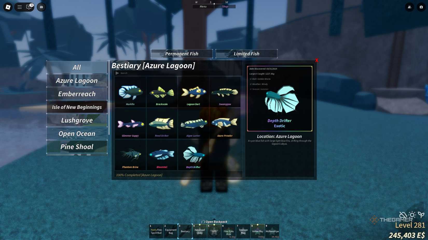 How To Complete The Azure Lagoon Bestiary In Roblox: Fisch