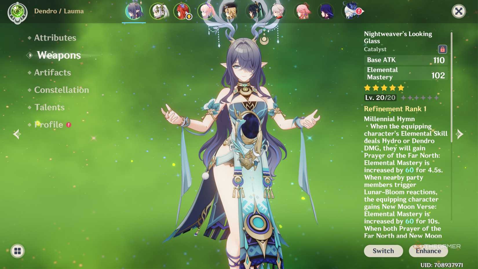 The Best Build, Weapons, Artifacts, And Team Members For Lauma In Genshin Impact