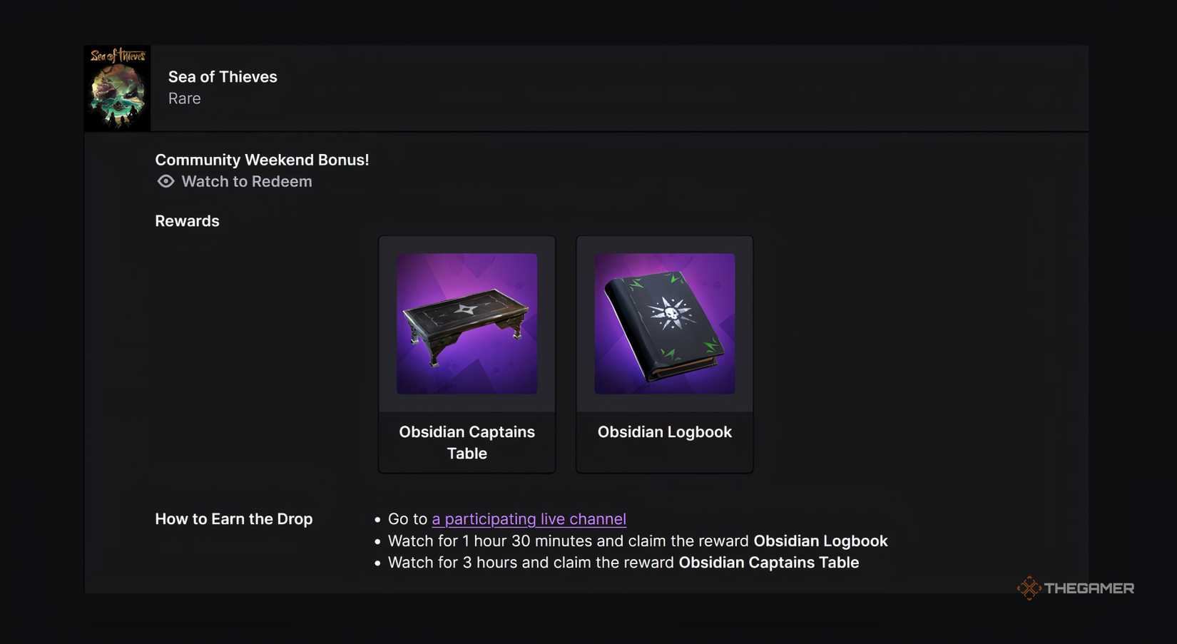 How To Get The Obsidian Captain's Logbook And Table Twitch Drops In Sea ...