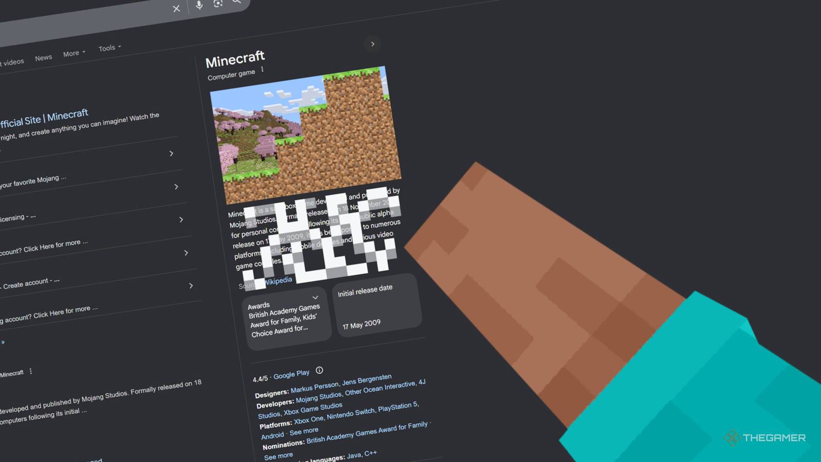 Minecraft Google Crossover Turns Your Cursor Into A Pickaxe And Lets ...