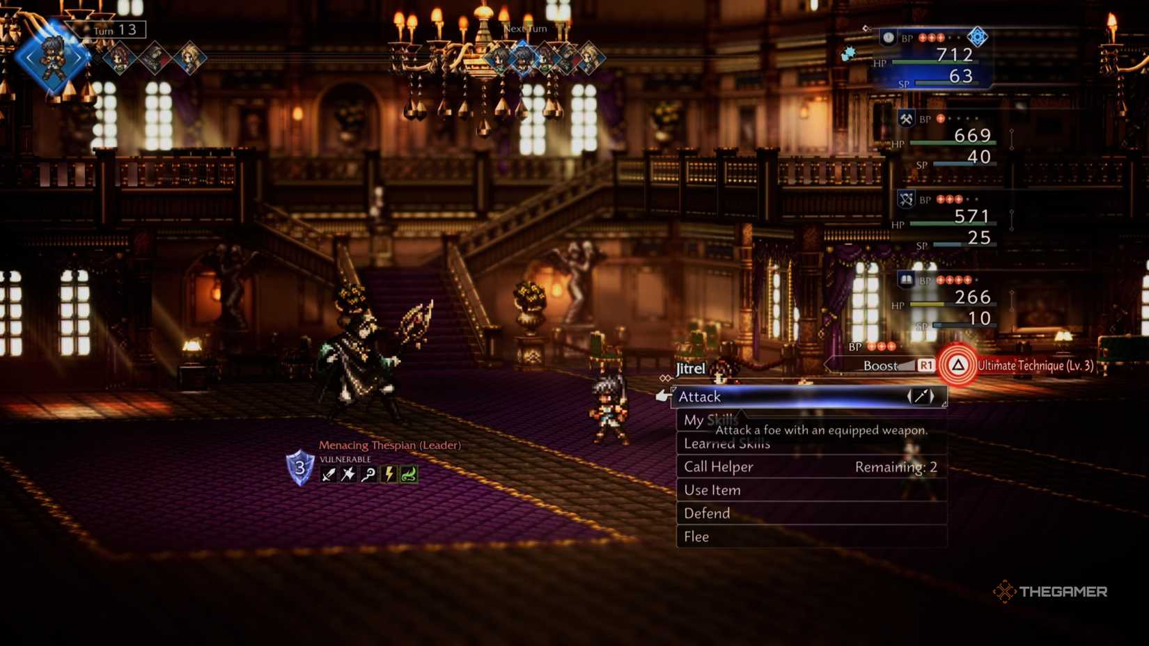 Menacing Thespian Leader Weaknesses In Octopath Traveler 0