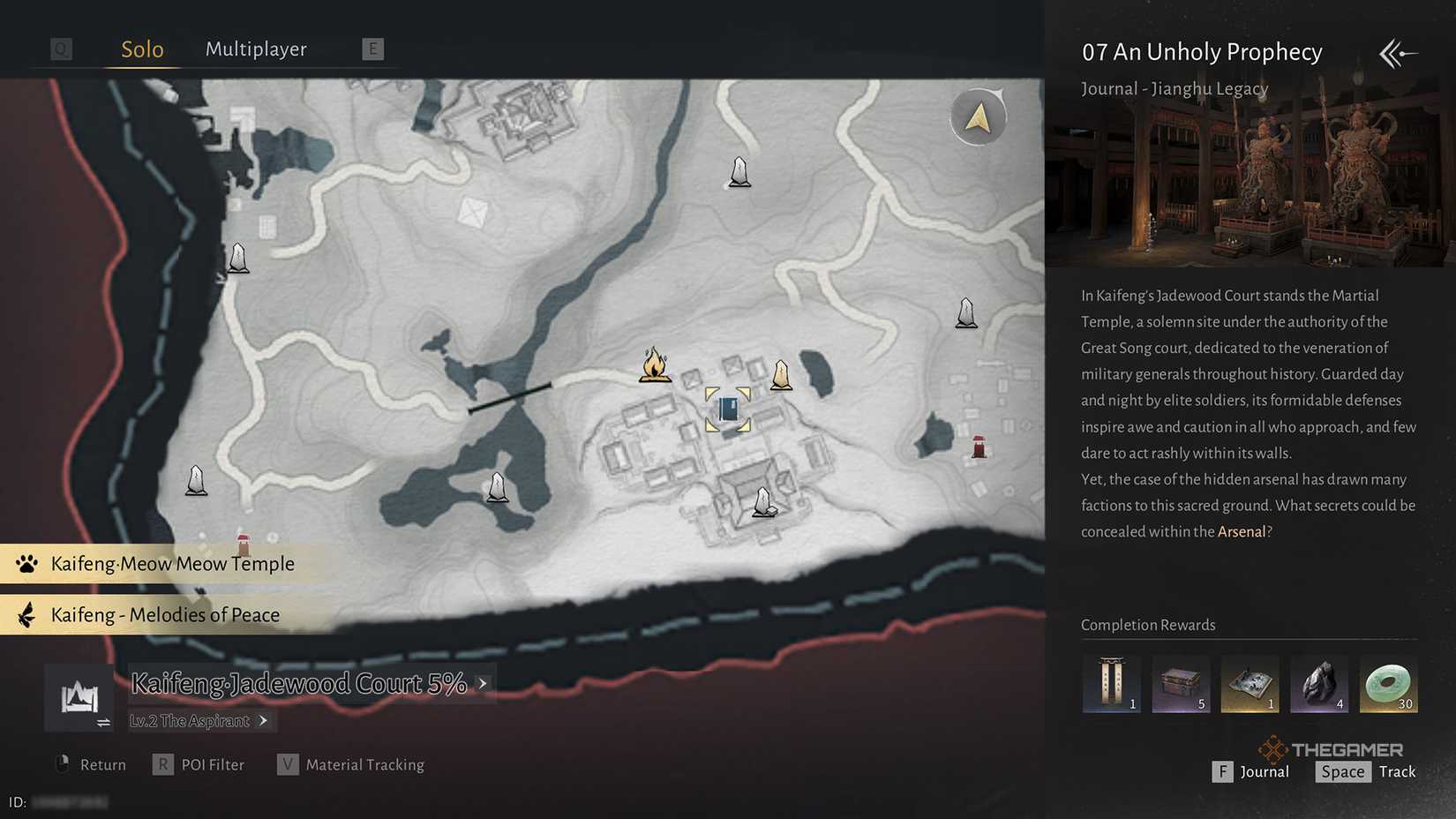 The quest start location for An Unholy Prophecy in Where Winds Meet.