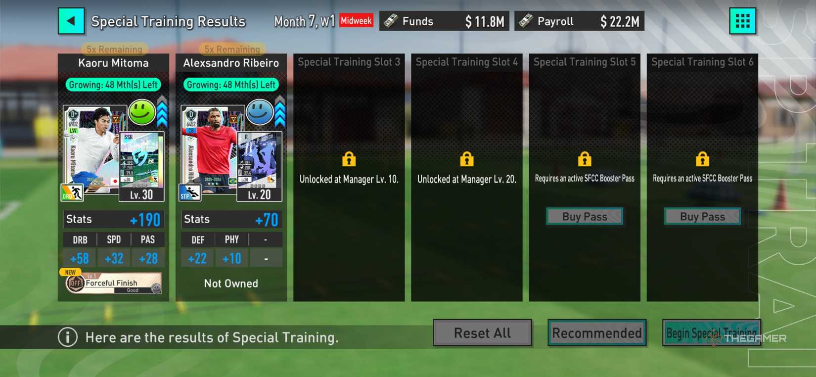 How To Use Special Training In Sega Football Club Champions